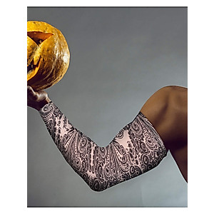 Boao 10 Pairs Arm Tattoo Sleeves for Men UV Sun Protection Arm Compression Sleeves for Gardening Sport Cycling Fishing