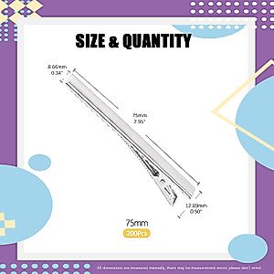 Swpeet 200Pcs 3inch - 7.5cm Alligator Hair Clips Kit, Perfect for Metal Duck Bill Hair Clips Flat Top Single Prong Hairpins for Hair Styling DIY Accessories