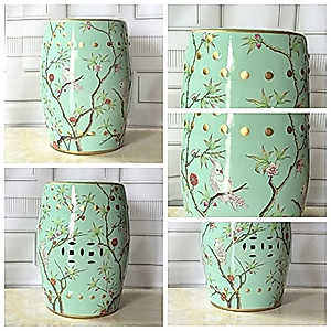 XARONF Garden Decoration Drum Stool, Surface Glazed Ceramic Retro Style, Easy to Clean, Suitable for Patio Courtyard