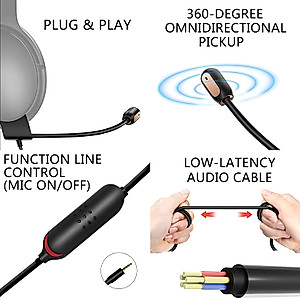ShiRain Boom Microphone Cable Replacement Compatible with Bose QC35 & QC35 II Headphones Noise-Cancelling with Volume Control and Mute Switch for PC, Laptop, PS4, PS5, Xbox One Controller black