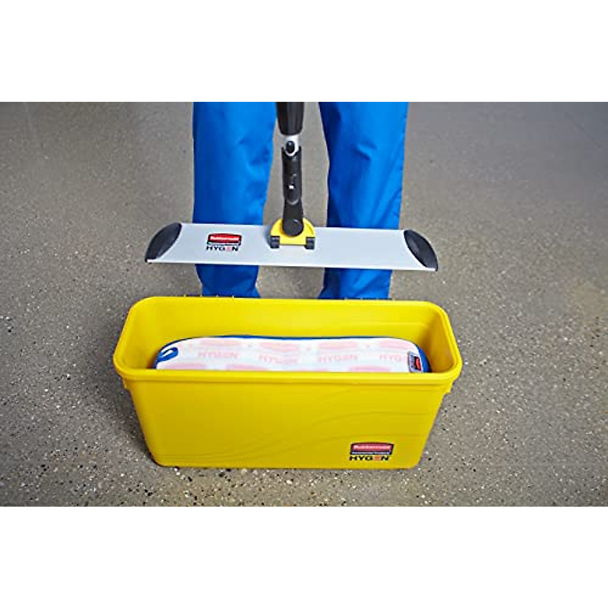 Rubbermaid Commercial Products FGQ95088YEL HYGEN Storage and Charging Bucket for Microfiber Mops Yellow, 12.5" x 8.8" x 25.8"