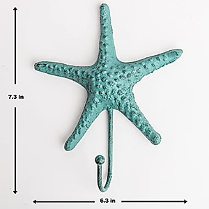 Giftcraft Set of 3 Starfish Shaped Decorative Hooks, Rack for Towels, Jackets, Hats, Metal Coat Hooks Made with Heavy Duty Cast Iron, Wall Mounted Coat Hanger, Unique Ocean Themed Home Decor