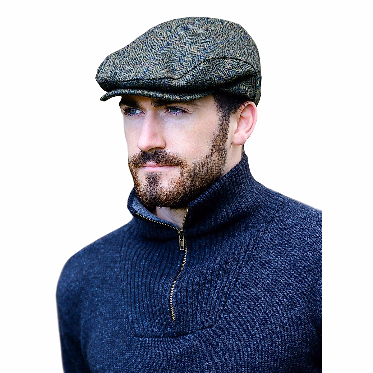 Irish Flat Cap for Men Made in Ireland Kerry Hat 100% Wool Tweed (Small)