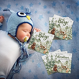 Adventure Baby Shower Napkins,Let The Adventure Begin Supplies 40pcs Oh Boy Woodland Forest Napkins for Mountain Wilderness Baby Shower Party Supplies