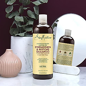 Shea Moisture Curly Hair Product Bundle Shampoo 16 Fl Oz, Conditioner 13 Fl Oz, Leave in Conditioner 15 Oz, Jamaican Black Castor Oil for Healthy Hair Growth, Strengthen & Restore, Sulfate Free