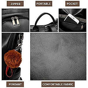 CHERUTY Women Backpack Purse PU Leather Anti-theft Casual Shoulder Bag Fashion Ladies Satchel Bags(Black)