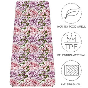 Yoga Mat, Yoga Mats for Home Workout, Workout Mat, Exercise Mats, Pilates Mat, Valentine's Day Roses Stacked Picture