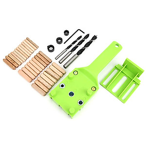 Woodworking Dowel Jig Kit, 38PCS Handheld Woodworking Drill Guide Tool, 6mm 8mm 10mm Hole Drill Bit Kit, Adjustable Doweling Jig for Woodworking, 7.87 x 2.83 x 3.39In