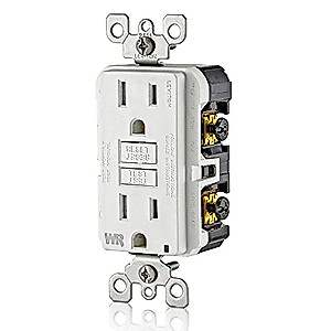 Leviton GFWT1-W Self, Resistant Receptacle, 15-Amp, White & Bell PSB37550GY Single-Gang Weatherproof Three 1/2 in. or 3/4 in, Gray