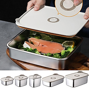 Tacarlha Stainless Steel Food Storage Containers with Airtight Lids Set, Leakproof Meal Prep Containers, Airtight Kimchi Containers Reusable, Stackable/Oven/Dishwsher/Freezer Safe 600ML