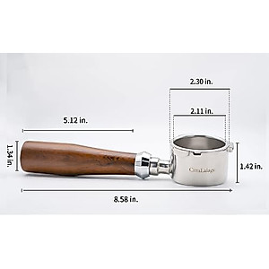 CittaLalage Coffee Espresso 304 Stainless Steel & Wooden Bottomless Portafilter 3 Ears 51mm with Filter Basket (14-18g double shots) Fits for Delonghi Coffee Machine EC680/EC685, SMEG & EUPA