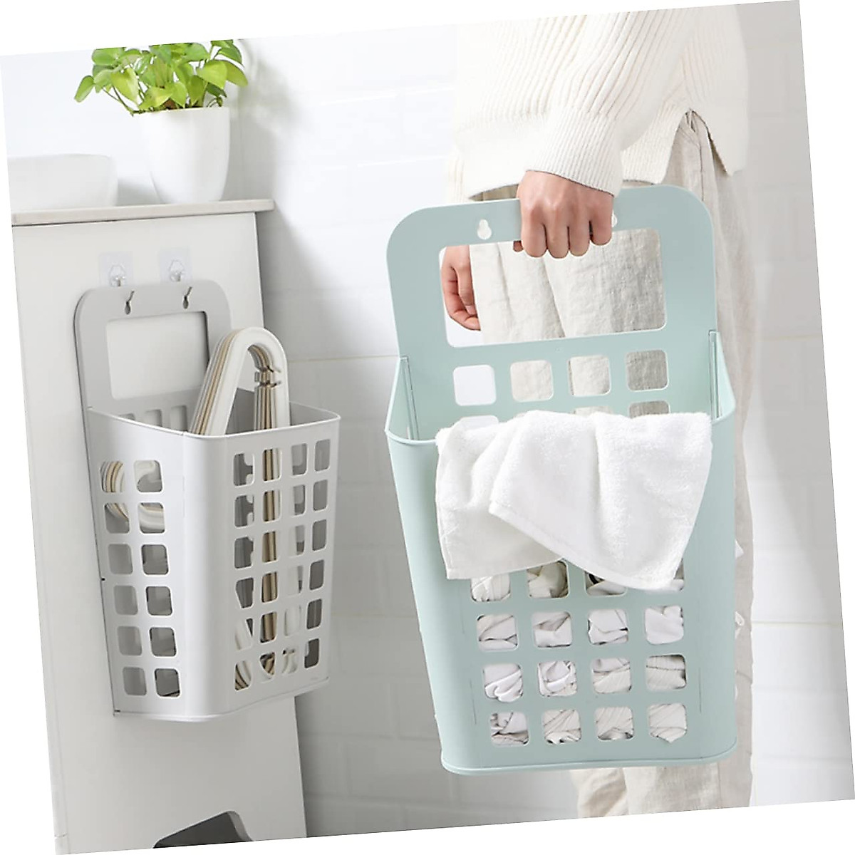 Cabilock Foldable Laundry Hamper, Green, Plastic, Lightweight, Sturdy