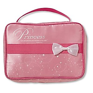 Princess Bible Cover for Girls, Zippered, with Handle, Canvas, Pink, Medium