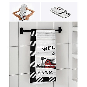 Farmhouse Barn Bathroom Towel Set,Microfiber Bath Kitchen Beach Hand Dish Towels Set,Quick Dry Luxury Soft Decorative Towels+Set Clearance Bulk Accessories Decor(3-PC) Rustic Rooster Wood Grain