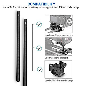 SmallRig 15mm Carbon Fiber Rods (12 Inch) for 15mm Rods Clamps Camera Rail Support System, Follow Focus, Matte Box, Shoulder Pad, Lens Support - 851