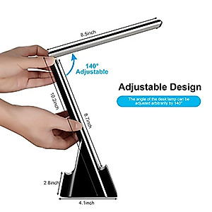 GAOHANG LED Desk Lamp with Wireless Charger 3 in 1 Fast Charging Station, Touch Control Desk Lamp with Clock, Alarm, 3 Lighting Modes & Stepless Brightness Home Office Eye-Caring Table Lamps Black