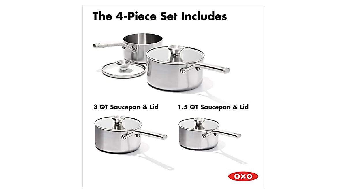 OXO Mira Tri-Ply Stainless Steel Saucepans – Durable & Oven Safe