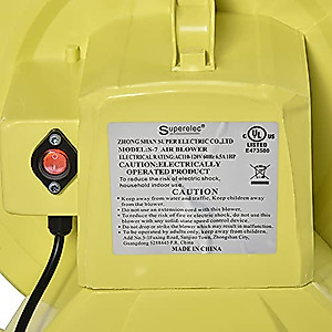 Outsunny Electric Air Blower 750-Watt Fan Blower Compact and Energy Efficient Pump Indoor Outdoor for Inflatable Bounce House, Bouncy Castle and Pneumatic Swimming Pool, Yellow