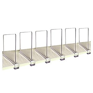 CY craft Acrylic Shelf Divider, Wood Shelf Dividers,Clear Closet Shelf Separators Clothing Organizer Perfect for Bedroom Shelving Organization and Kitchen Cabinet Shelf Storage,6 PCS