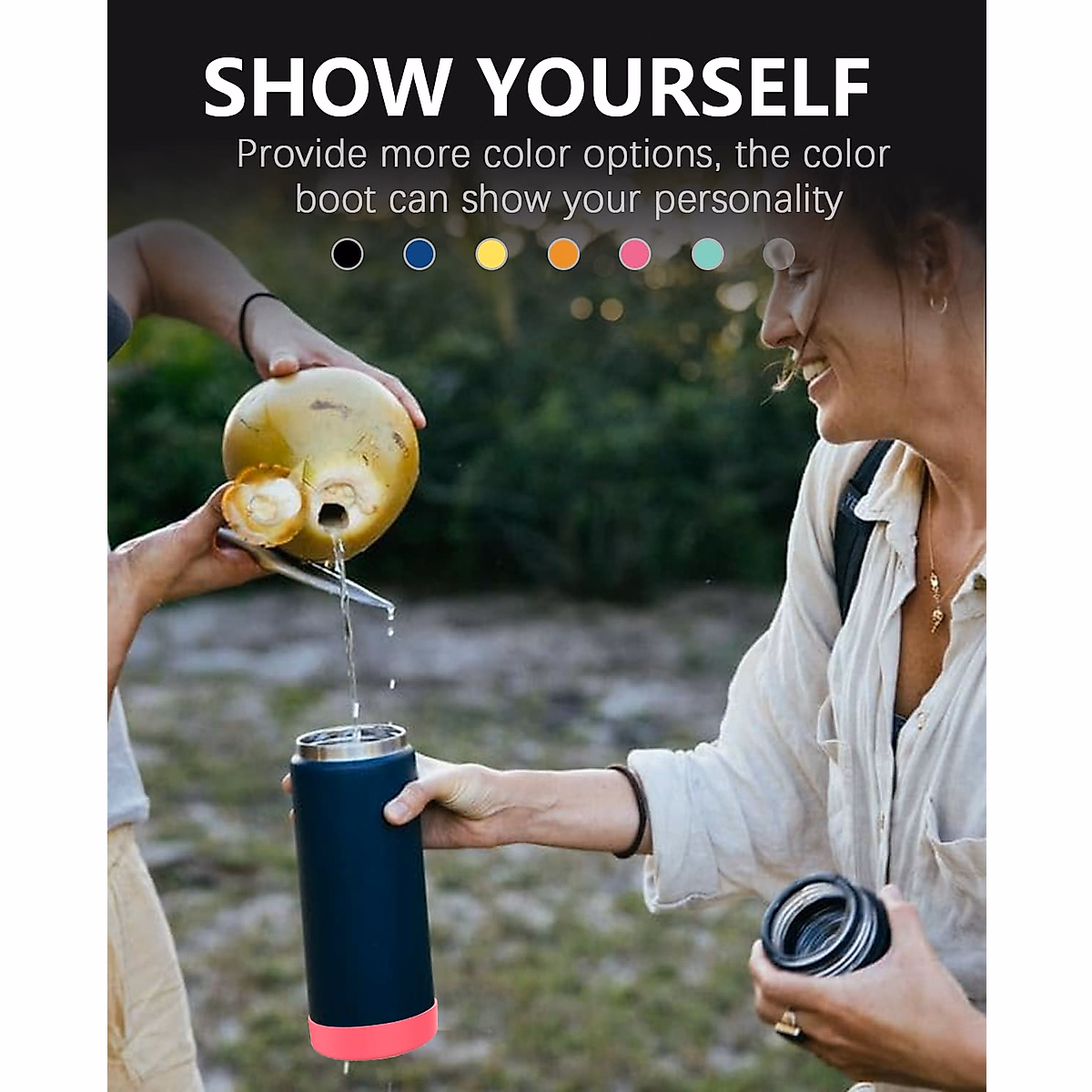 ALIENSX Protective Bottom Boot for YETI Rambler 26oz and Yeti Yonder 34oz Water Bottles, Anti-Slip Silicone Sleeve Cover, Travel Pet Bowl for Dog Cat Food Feeding (Black)