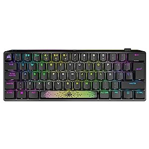 Corsair K70 PRO MINI WIRELESS RGB 60% Mechanical Gaming Keyboard (Fastest Sub-1ms Wireless, Swappable CHERRY MX Red Keyswitches, Aluminum Frame, PBT Double-Shot Keycaps) QWERTY, NA Layout - Black