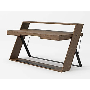 Limari Home Lazzaro Collection Modern Home Office Walnut Veneer Finished Desk with 2 Soft Closing Drawers, Brown