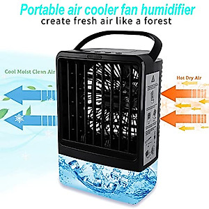 Portable Air Conditioner Fan, Personal Air Cooler, Built in 4000mAh Battery With Remote, Evaporative Mini Air Conditioner Humidifier Fan for Bedroom/Home/Office/Camping.