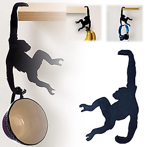 Unique Holder Balance Hook, Monkey Decorative Wall Mounted Hooks Wooden Hanger, Magic Hook for Hanging Plants Jackets Keys or Stylish Purse Hanger (5)