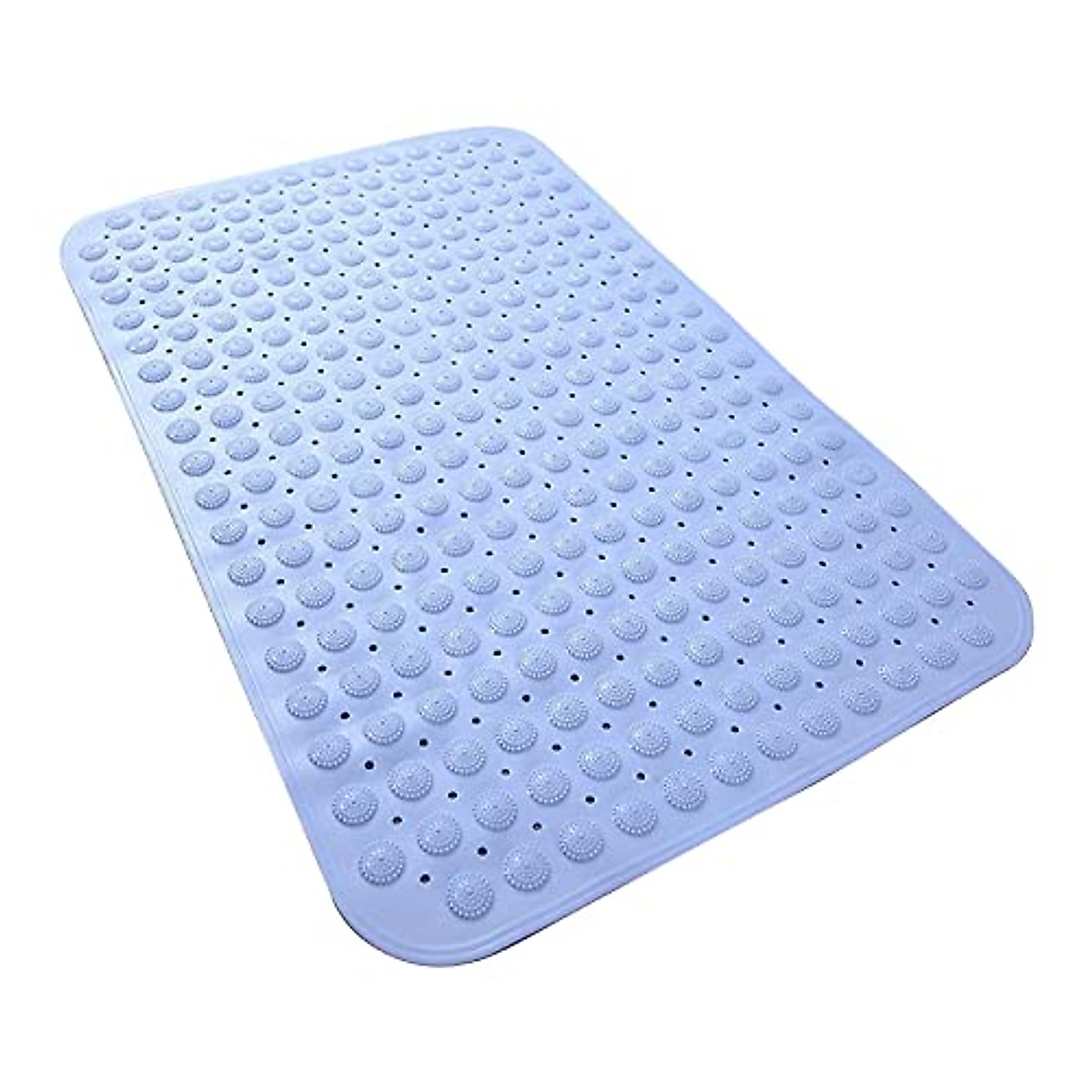 Scceatti Bathroom Rugs Quick Drying Bath Mat 32 x 16 Light Blue Bathroom Floor Mat Shower Mat Extra Large Non Slip Mat for Elderly & Kids Bathroom Drain Holes Strong Suction Cups for Bathroom Floor