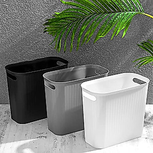 rejomiik Small Trash Can, 1.6 Gallon Slim Garbage Can Plastic Wastebasket Container Bin with Handles for Narrow Spaces Bathroom, Bedroom, Office, Home, Dorm Room, Kitchen, 2 Pack, Gray
