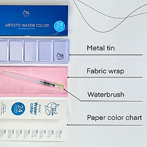Art Whale Artists' Watercolor 24 Colors in Half-Pans
