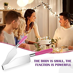 Cake Slicer Cutter Stainless Steel Cake Server Professional Cake Cutter Tongs Baking Cake Slice Device Metal Pie Knife Cake Lifter Tools Desserts Pastry Bread Pizza Devider Slicer (Rose Red,2 Pieces)