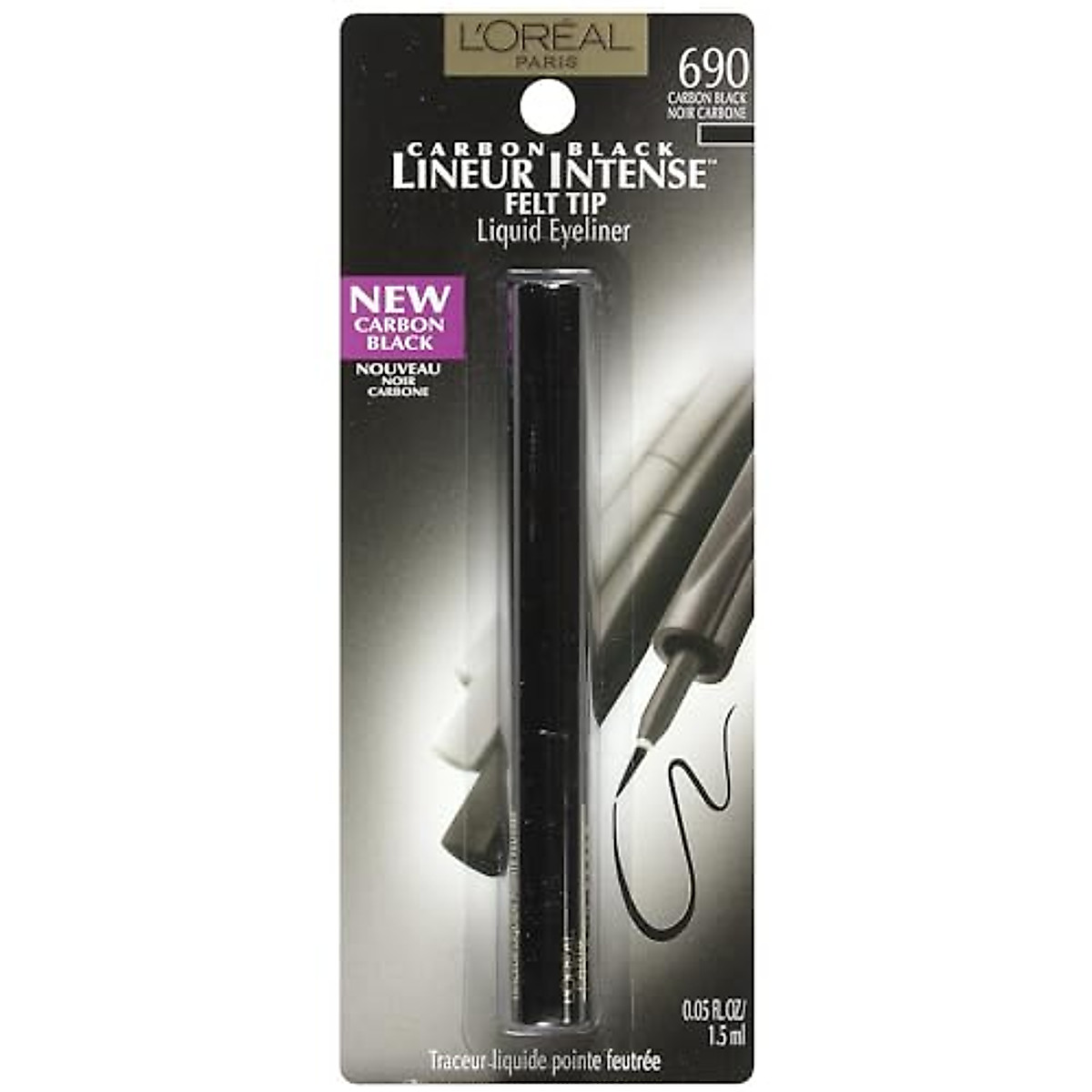 L'Oreal Paris Lineur Intense Felt Tip Liquid Eyeliner, Carbon Black, 0.05 fl; oz.