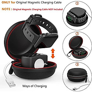 HALLEAST Compatible with for Apple Watch Charger Stand Holder, Charging Station EVA Hard Protective Storage Case Dock for iWatch Series 8 7 SE 6 5 4 3 2 1 38mm 40 41 42 44 45mm, No Charger, Black