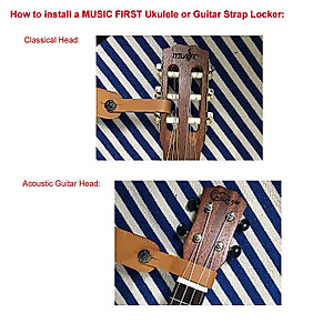 MUSIC FIRST Original Design Cream Graceful & Vintage Lace Soft Lace & Genuine Leather Ukulele Strap Ukulele Shoulder Strap With a Genuine Leather Strap Locker (Cream)