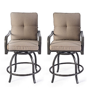 Kozyard Isabella High Swivel Bar Stools/Chair Set for Home Patio, Back Yard, Cafes, Bistro, Restaurants and Chic Bars (Beige)