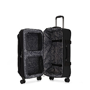Kipling Spontaneous Softside Spinner Wheel Luggage, Integrated TSA Accepted Lock, Black Noir, Checked-Medium 26,KI6918