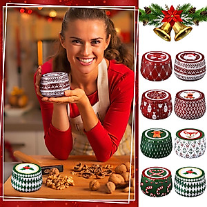 Uiifan 48 Pcs Christmas Candle Tins Cookie Tins Metal Candles Tin Gifts Jars with Lids 8 oz Candy Tinplate Retro Tins Round Containers for Candle Holiday Gift Giving Treat Biscuits Party Favors