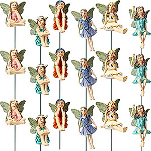 Yulejo 18 Pieces Garden Miniatures Fairies Mini Garden Figurine Fairies Decor Outdoor Resin Miniature Garden Accessories House Tree Mini Fairies Figure Fairy Garden Accessories for Home Decoration