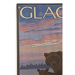 Glacier National Park, Montana, Bear and Cub Birch Wood Wall Sign (10x15 Rustic Home Decor, Ready to Hang Art)