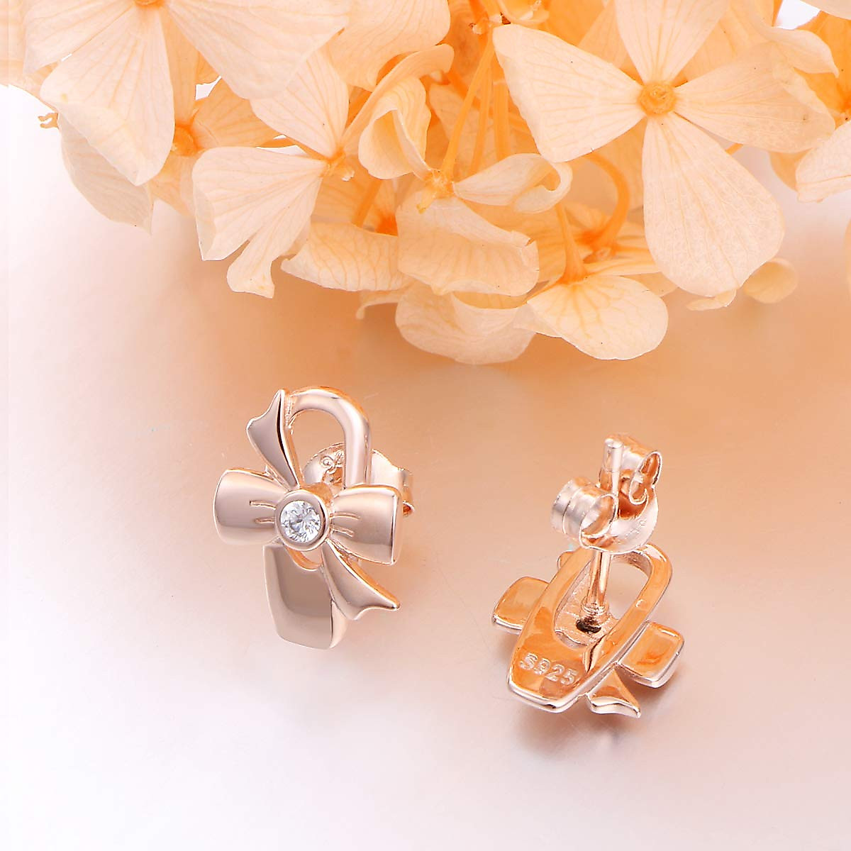 Ballet Dancer Stud Earrings 925 Sterling Silver CZ Rose Gold Plated Ballet Dancer Stud Earrings for Women Teen Daughter Ballerina Nickel Dance Graduates Jewelry