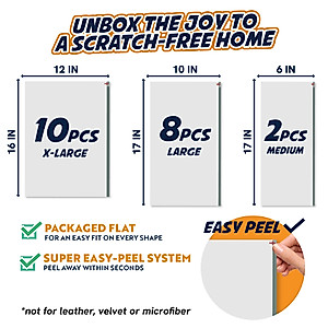 Panther Armor 20-Pack Anti Scratch Furniture Protectors - Deterrent & Cat Training Tape - Double Sided Sticky Tapes - Claw Proof Couch Protectors