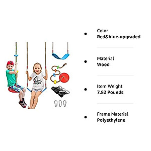 Bobibibo Swing Set 2 Pack Swings Seats Tree Climbing Rope Swing Multicolor with Platforms, Outdoor Toys for Kids Ages 3+, Outside Playground Backyard Swingset Accessories with 5Ft Strap and Snap Hook