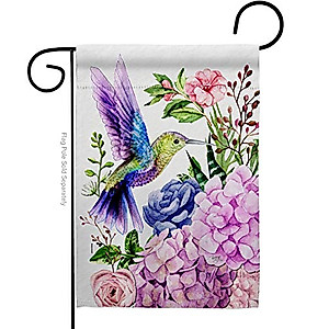 Breeze Decor Purple Hummingbird Garden Flag Friends Birds Flamingo Cardinal Peacock Springtime Natural Wildlife House Decoration Banner Small Yard Gift Double-Sided, Made in USA