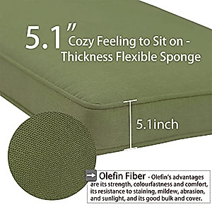 Aoodor 23” x 25.6” Patio Furniture Outdoor Deep Seat Single Chair Sofa Cushion Back Olefin Fabric Slipcover Sponge Foam - Green Color Set of 2 (2 Back 2 Seater 2 Pillow)