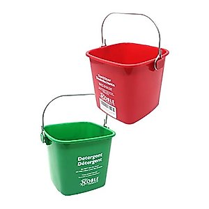 Noble Products KP97RDNBL/KP97GNNBL Square Pail for Cleaning, Detergent and Sanitizing, 3quart, Small, Red and Green, Set of 2