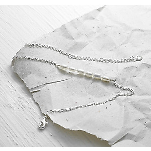 Freshwater Pearl Anklet,Sterling Silver 14K Silver Filled Boho Pearl Dainty Handmade Beaded Cute Tiny Charm Beach Ankle Bracelet Foot Chain Anklet for Women