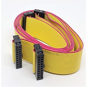 Connectors Pro 2-Pack IDC 2x10 20P 2.54mm Female Connector 80cm 31 Inches Yellow Flat Ribbon Cable, Double Rows 20 Pins 0.1” Pitch FC F/F (20P-80cm-2PK)