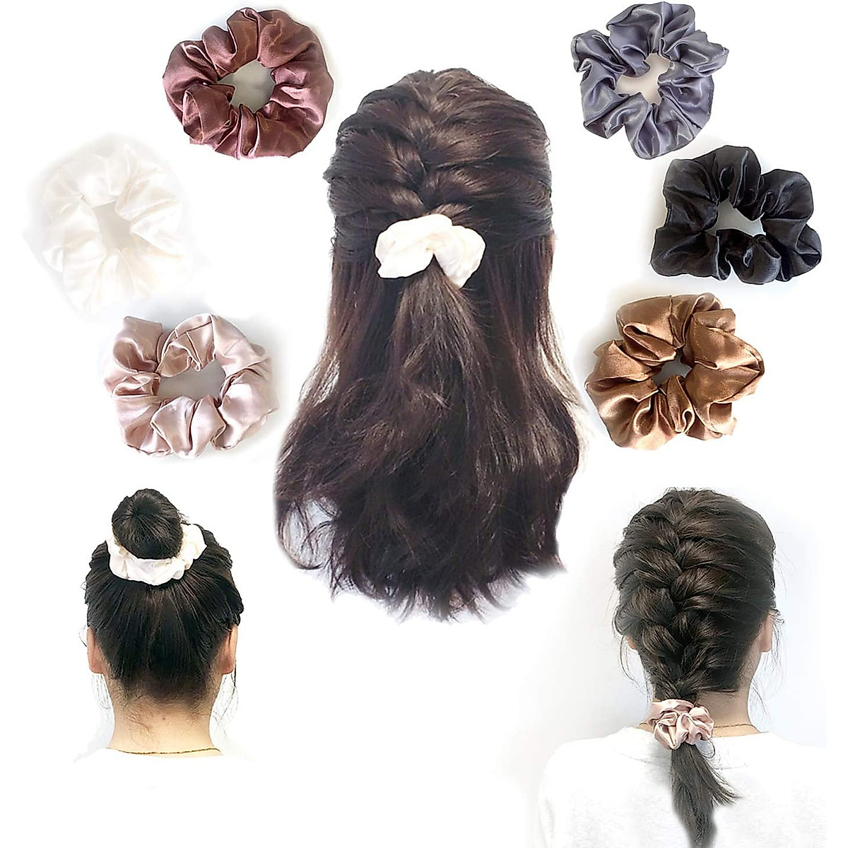 VAGA Cute Scrunchies For Hair 6 Colors Set, Our Hair Scrunchies Hair Elastics Ponytail Holder Pack of scrubchies are Softer Then Hair Ties, A Satin Scrunchie sruchies, Do not Pull Or Snag Thick Hair
