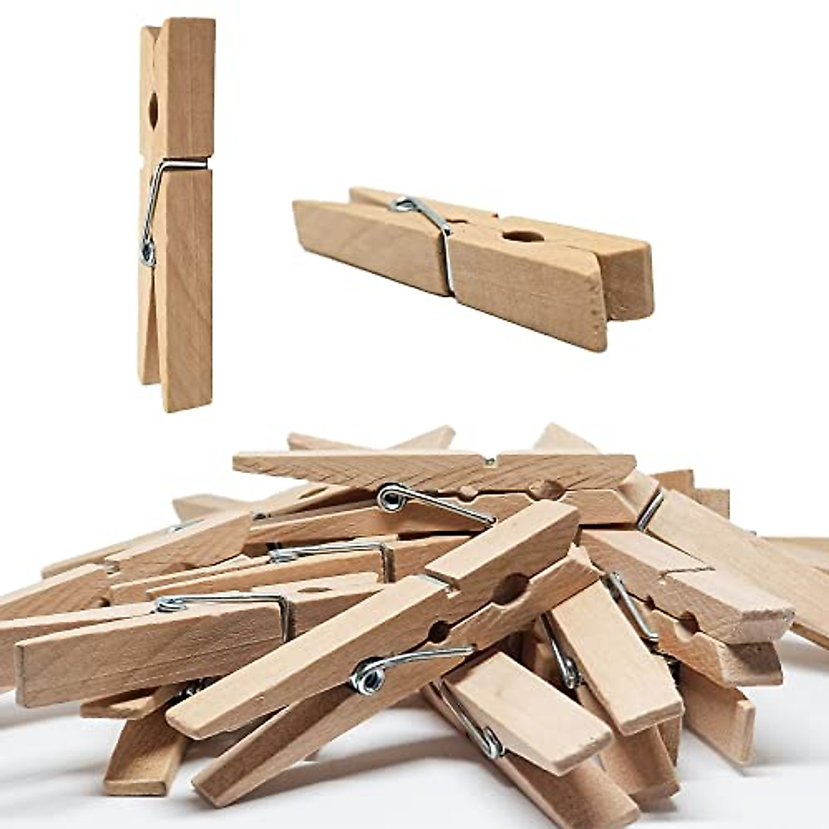 blacksheep Zenia Pegs Clothes Pins Heavy Duty Outdoor with Spring, Wooden Clothespins for Crafts and Hanging Clothes on Clothesline Laundry, 2.8 inch, Pack of 50, Brown, 00-02